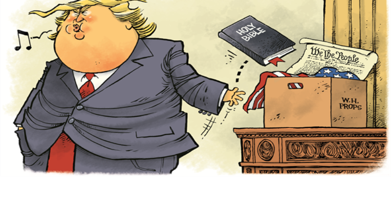 In the cartoons: Bible; Mattis; Bunker