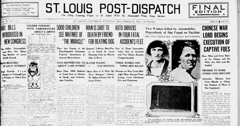 See the Dec. 26, 1925, front page: Man shot to death by friend for ...