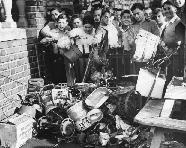 A Look Back • Searching for scrap metal during World War II