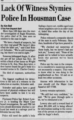 Lack of witness stymies police in Housman case