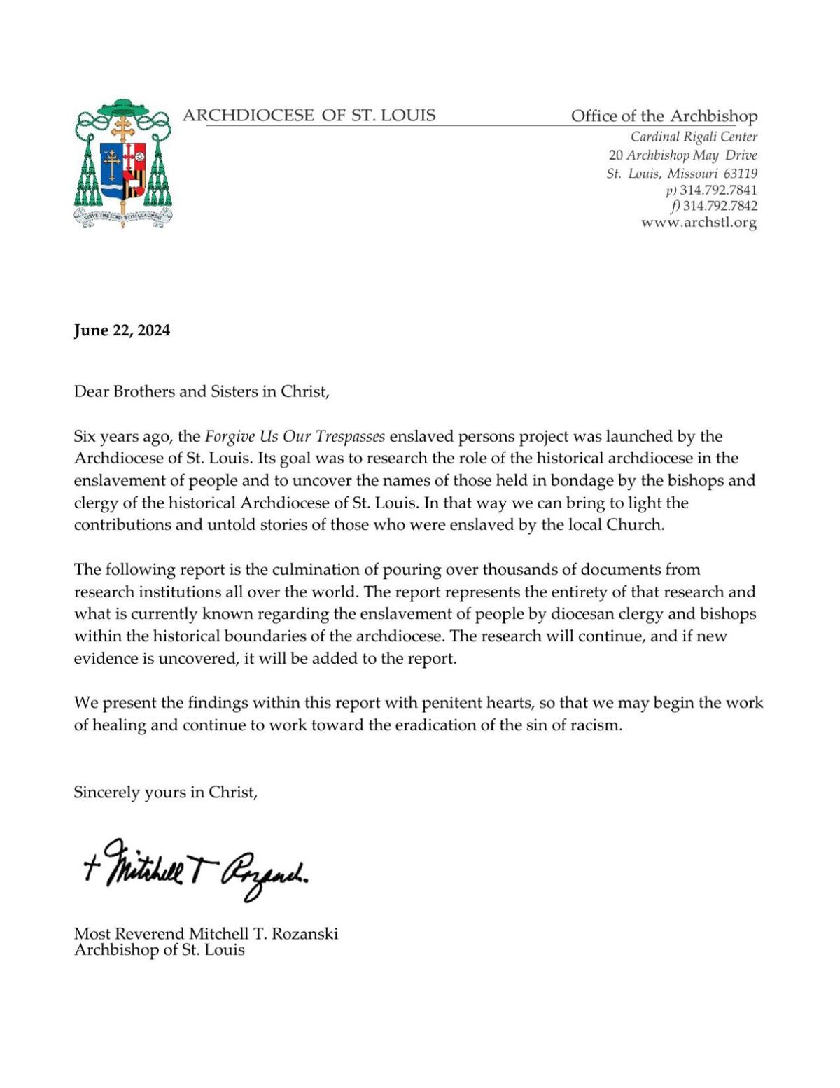 St. Louis archdiocese releases long-awaited report on Catholic slaveholding