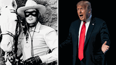 Trump says he looks like Lone Ranger in a mask - and he likes it