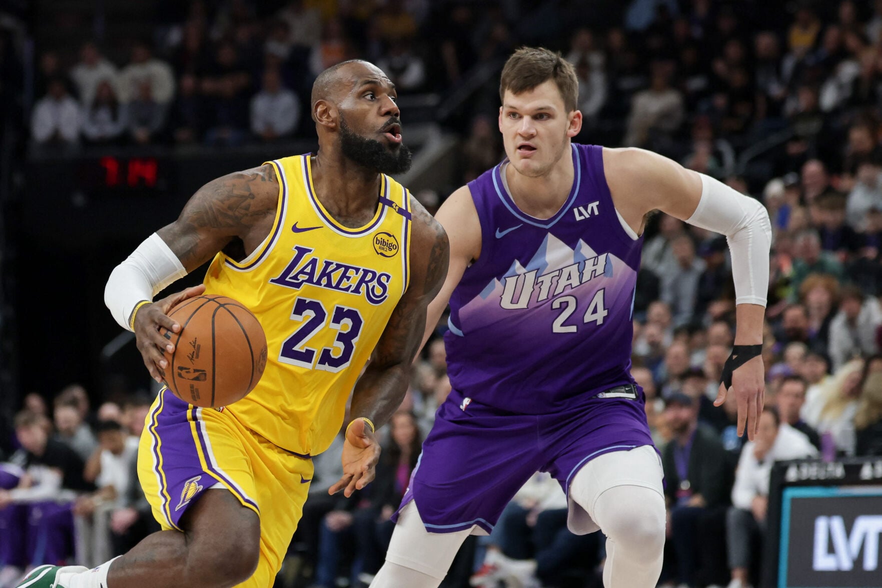 Feb 12, 2025; Salt Lake City, Utah, USA; Los Angeles Lakers forward ...