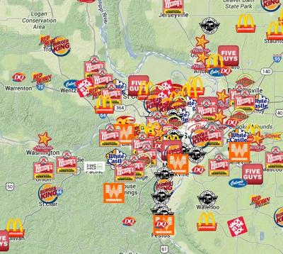 Map plots most-tweeted-about fast-food restaurants city-by-city | Off ...