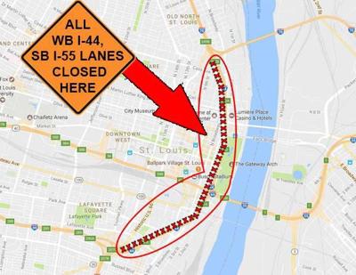 Expect interstate lane closures in downtown St. Louis this weekend