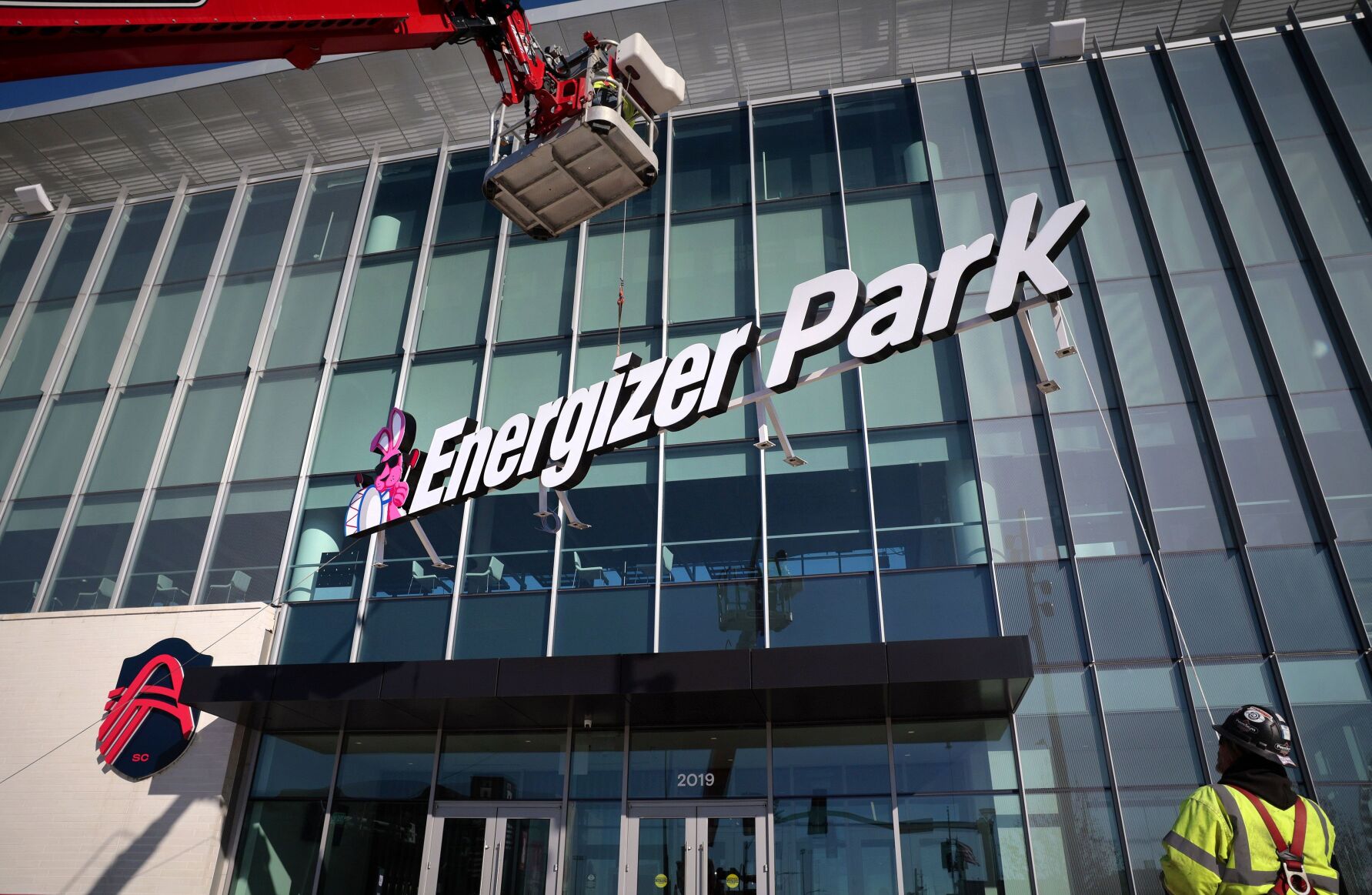 Energizer Park branding underway at St. Louis City SC's soccer stadium