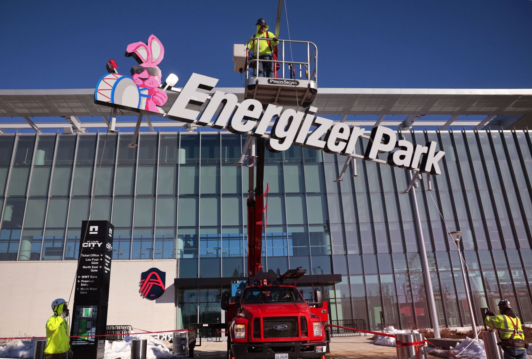 Energizer Park branding underway at St. Louis City SC's soccer stadium
