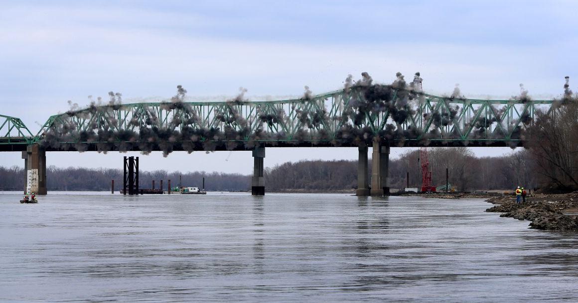 Blast fells old westbound Boone Bridge span