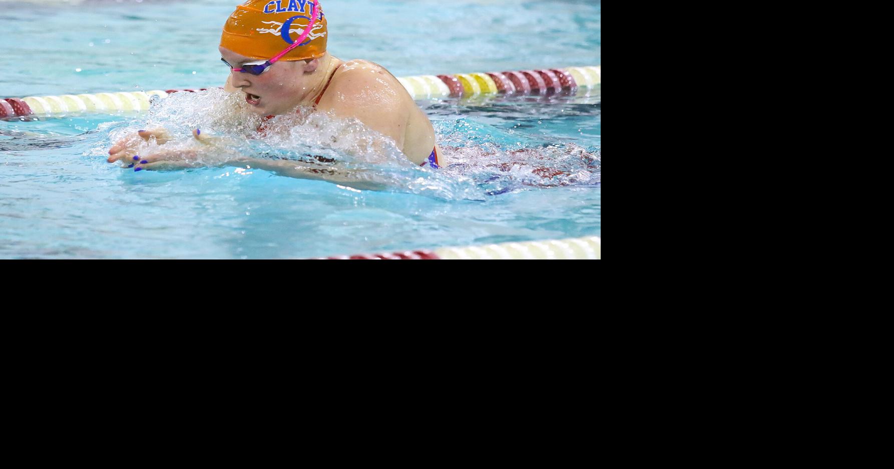 Clayton claims rare girls swimming conference team title