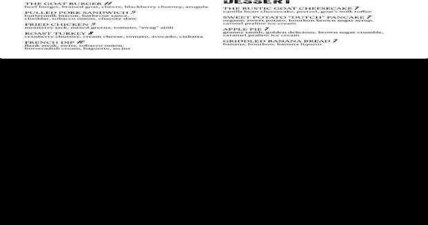 The Rustic Goat Lunch Menu