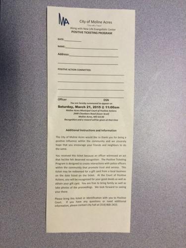 City of Moline Acres trying out 'positive ticketing'