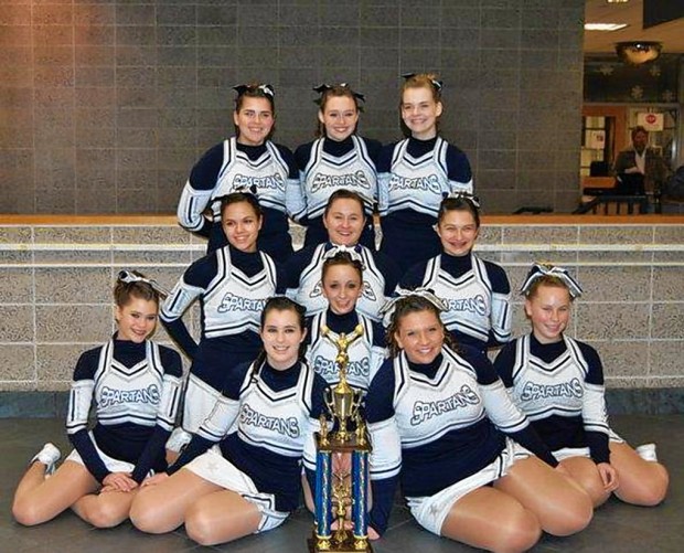 Photo: FHC varsity hockey cheerleaders bring home Blue Angel trophy