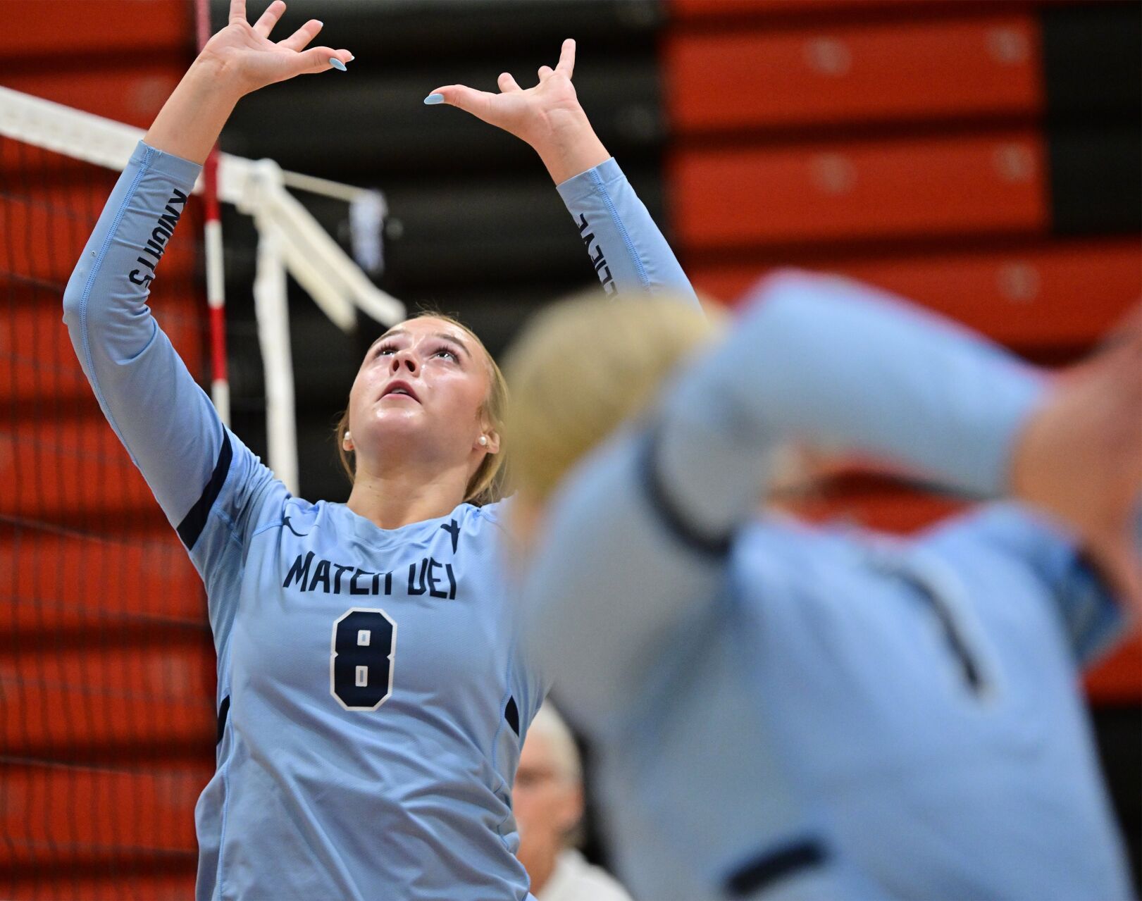 Class 3A Triad Sectional semifinal girls volleyball: Mater Dei def ...