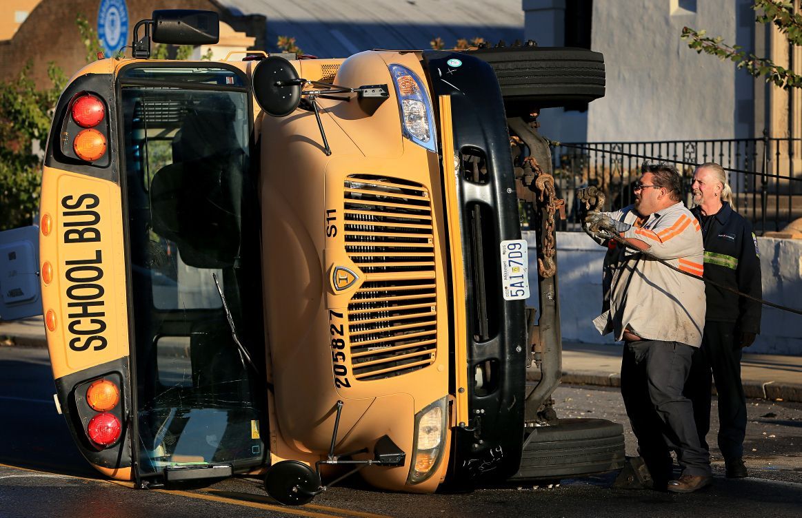 School bus topples onto its side in St. Louis crash; no injuries reported