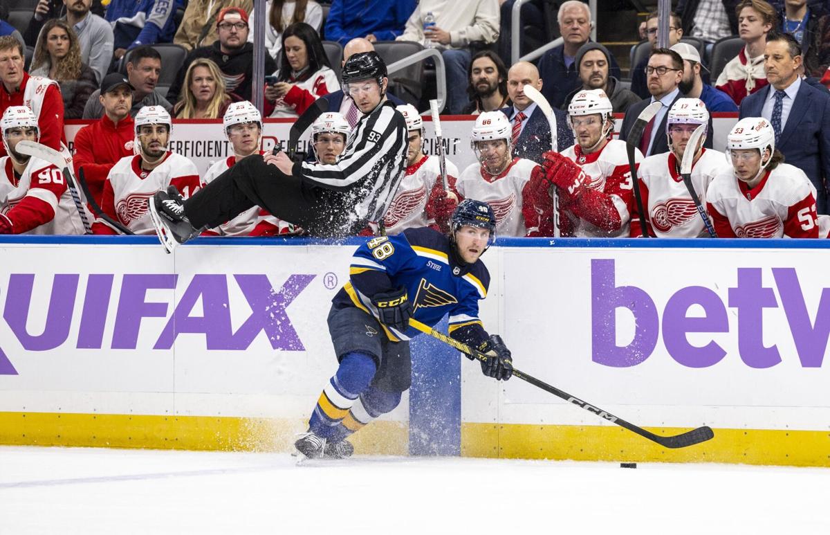 Scott Perunovich back in Blues lineup as Justin Faulk misses game in ...