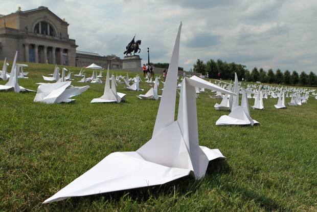 Paper cranes alight on Art Hill to aid fundraising