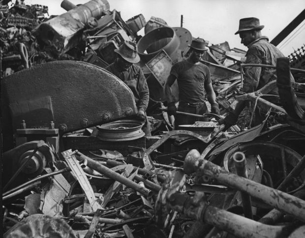 A Look Back • Searching for scrap metal during World War II