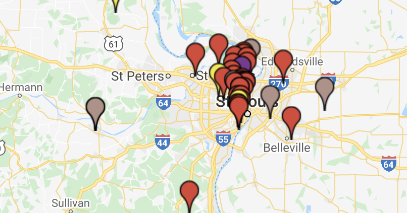 2021 St. Louis-area homicide map