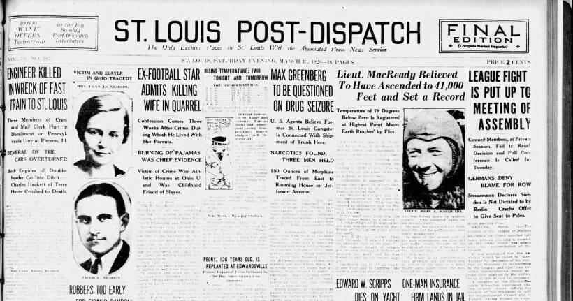 See the March 13, 1926, front page: Engineer killed in wreck of fast ...