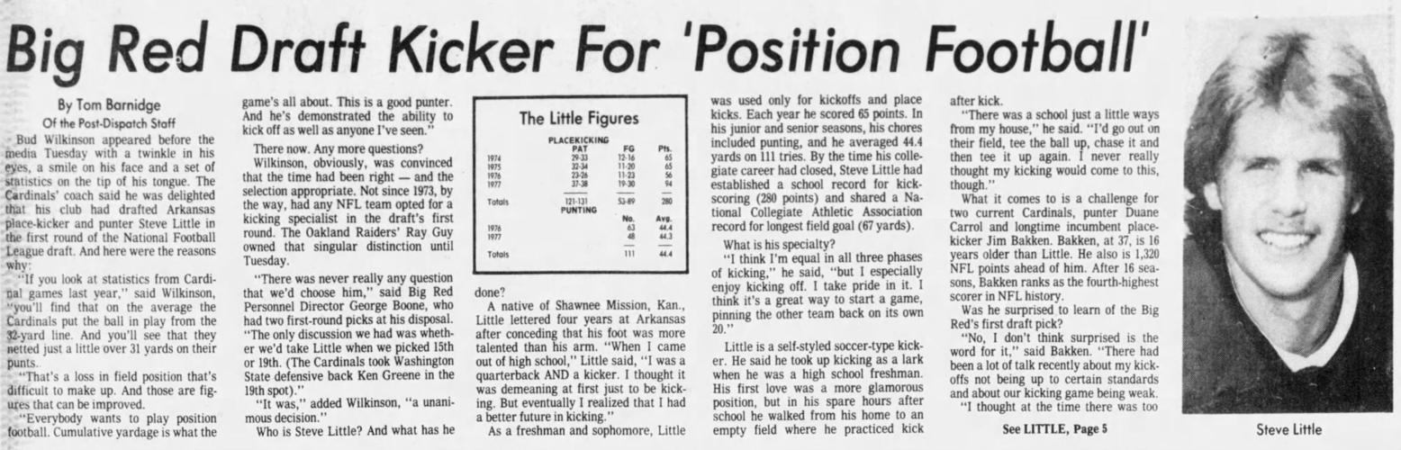 Oct. 17, 1980: On the day he is cut, Big Red kicker Steve Little is ...