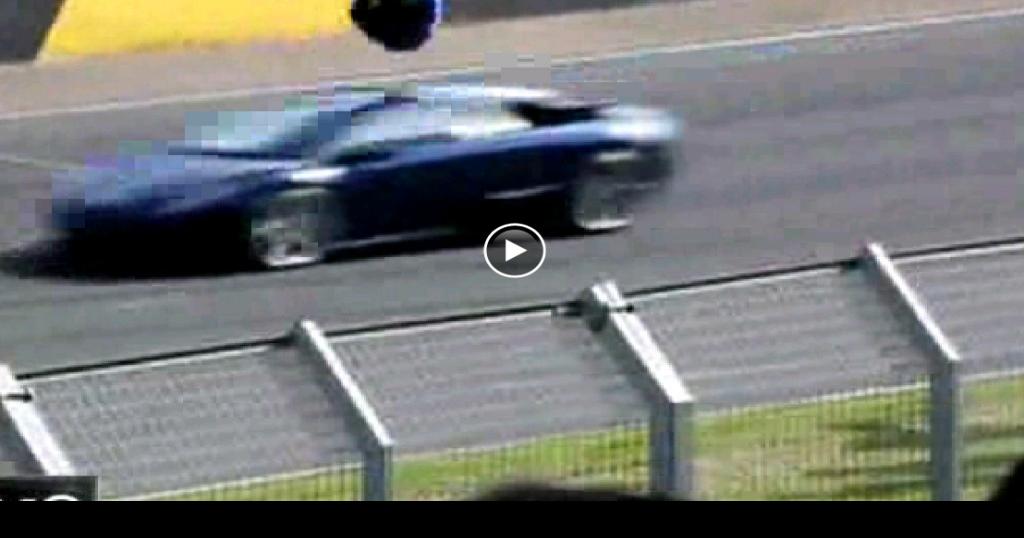 Stunt man jumps over speeding Lamborghini