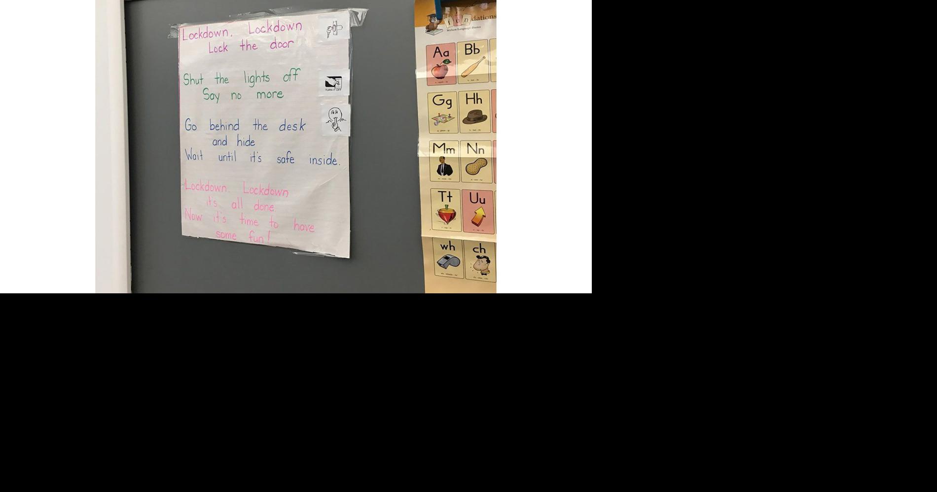 'Lockdown, lockdown, lock the door': Poem on kindergarten class wall ...
