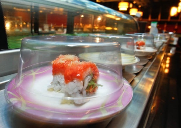 Conveyor-belt sushi spins in a languid loop at Tokyo Seafood Buffet