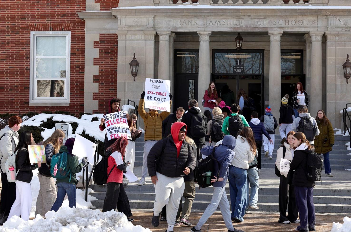 Webster Groves students walk out of school to protest ICE