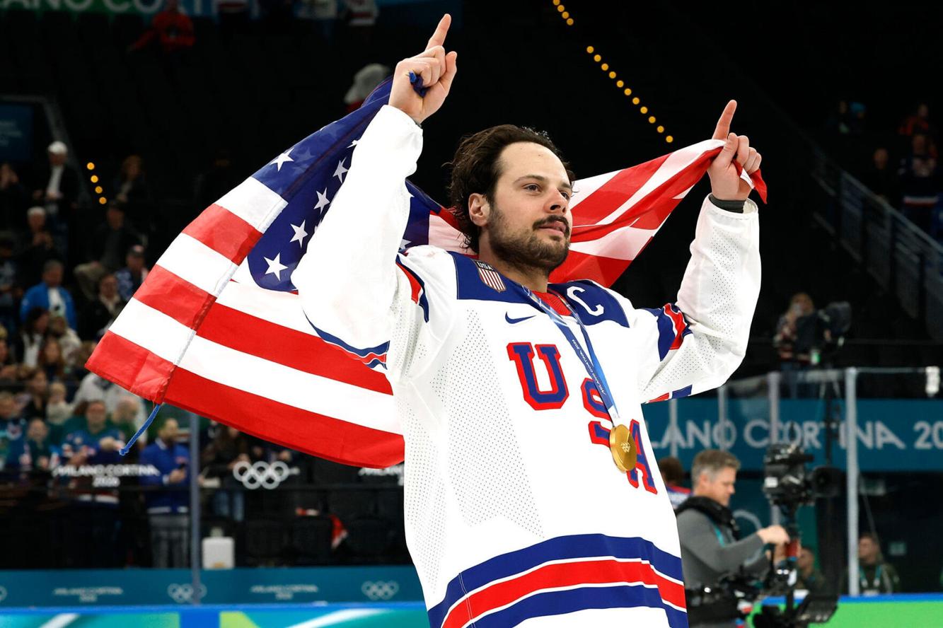 Feb 22, 2026; Milan, Italy; Auston Matthews #34 of Team United States ...