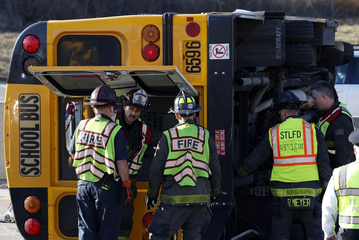 School bus overturns in hit-and-run on I-44 in St. Louis