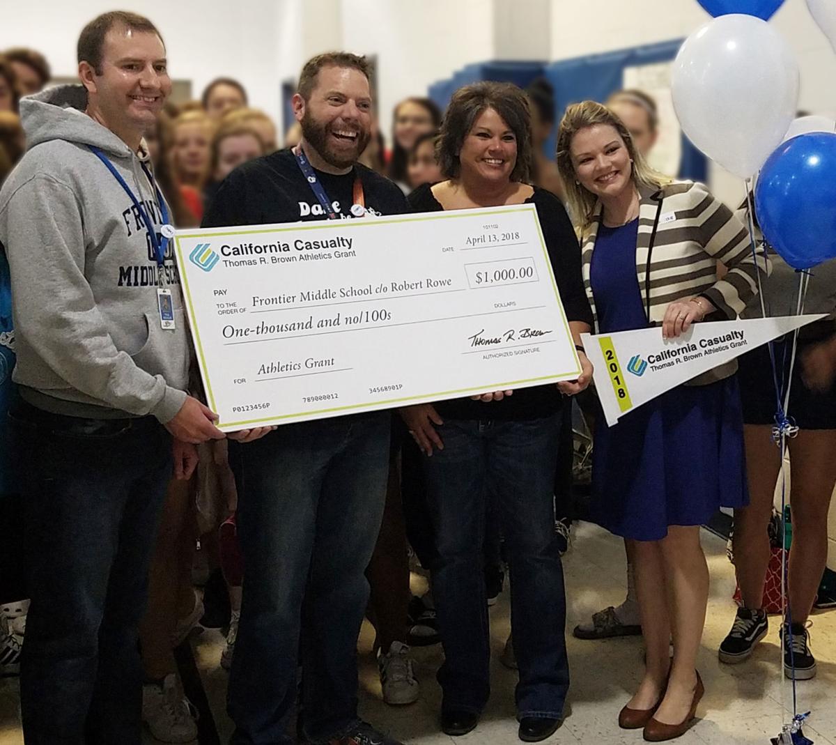 Frontier Middle School receives 2018 athletics grant