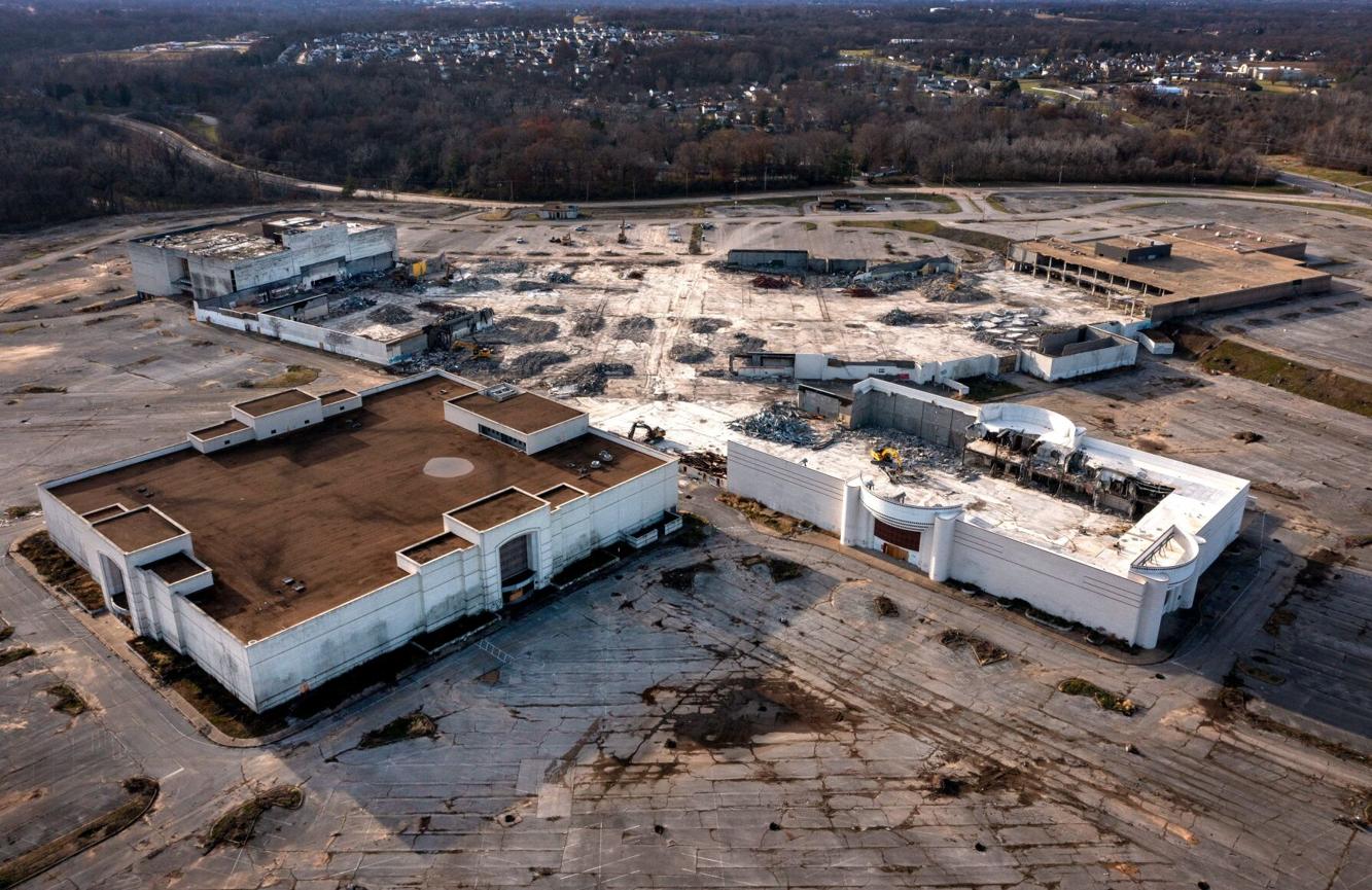 Scenes from the continuing demolition of Jamestown Mall
