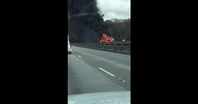 Truck Catches Fire After Crashing Over Berrima Bridge