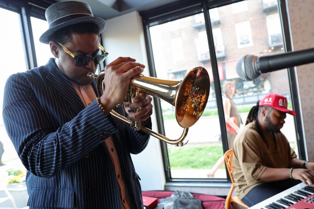 Trumpeter Kasimu Taylor performs at Tree House in Tower Grove South