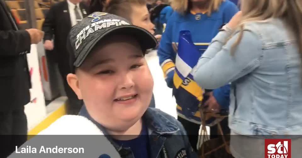 Laila Anderson reacts to the Blues winning the Stanley Cup