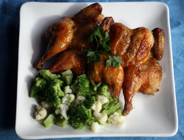 Cornish game hens are the right size for a small party