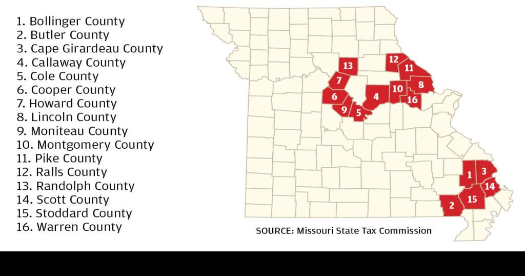 Map: Counties involved in Ameren tax dispute