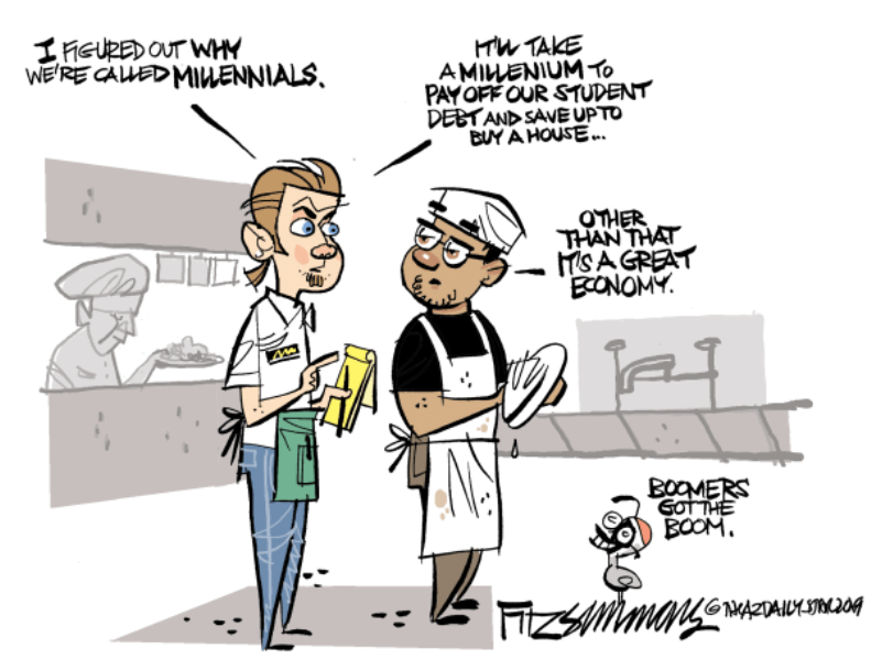 In the cartoons: Mulvaney; Emoluments, Millennials