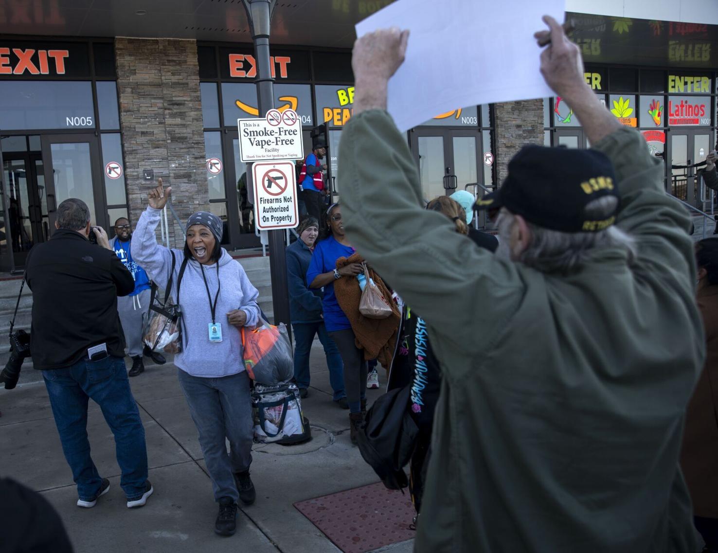 ‘We’re the ones who fill the trucks’: Amazon workers protest at St ...