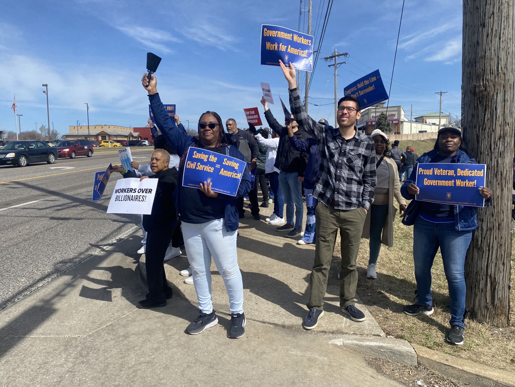 Federal workers rally in Florissant to protest layoffs, cuts