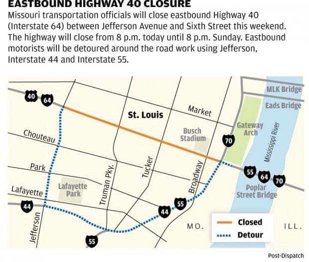 Part of eastbound Highway 40 closing for work