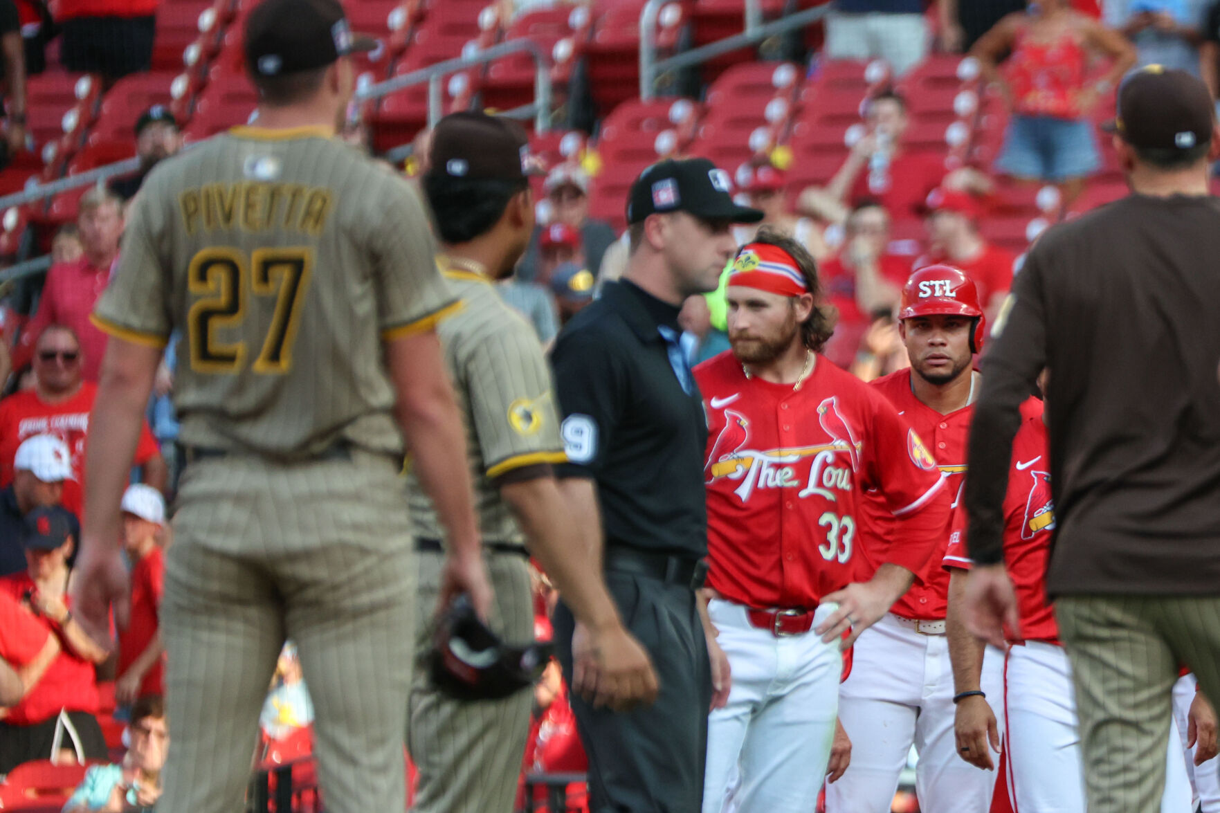 On another night the benches cleared, the Cardinals could not come back ...