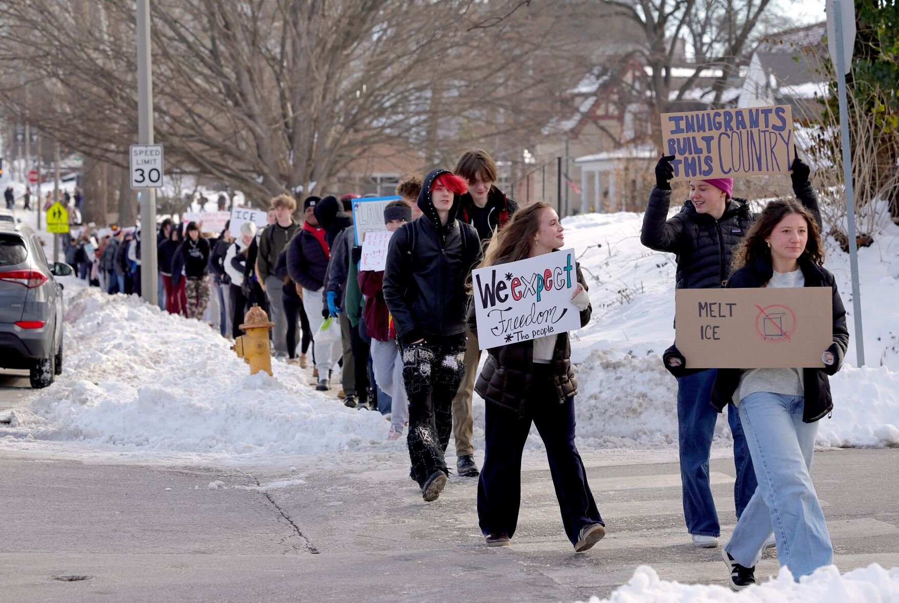 Webster Groves students walk out of school to protest ICE