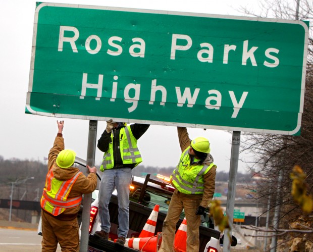 Vandalized Rosa Parks highway sign in St. Louis County to be replaced