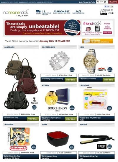 Nomorerack shopping site offers products up to 90 percent off retail prices