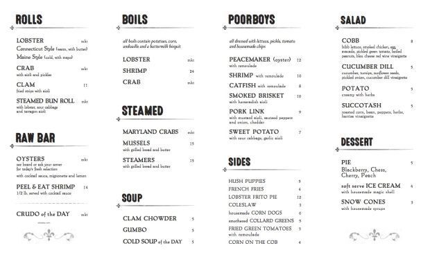 Sneak a peek at the menu of Kevin Nashan's Peacemaker Lobster & Crab Co.