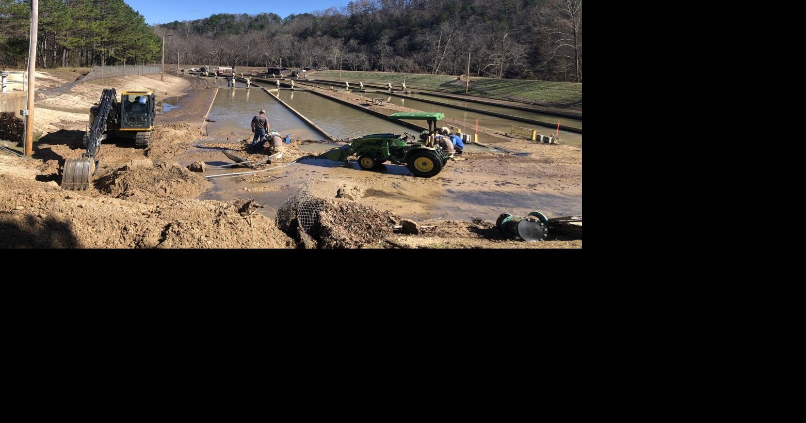 Floodwater overruns trout hatchery in south-central Missouri