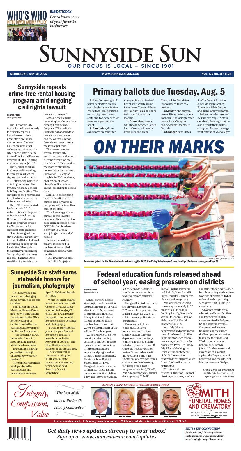 Page A01 | e-Edition | sunnysidesun.com