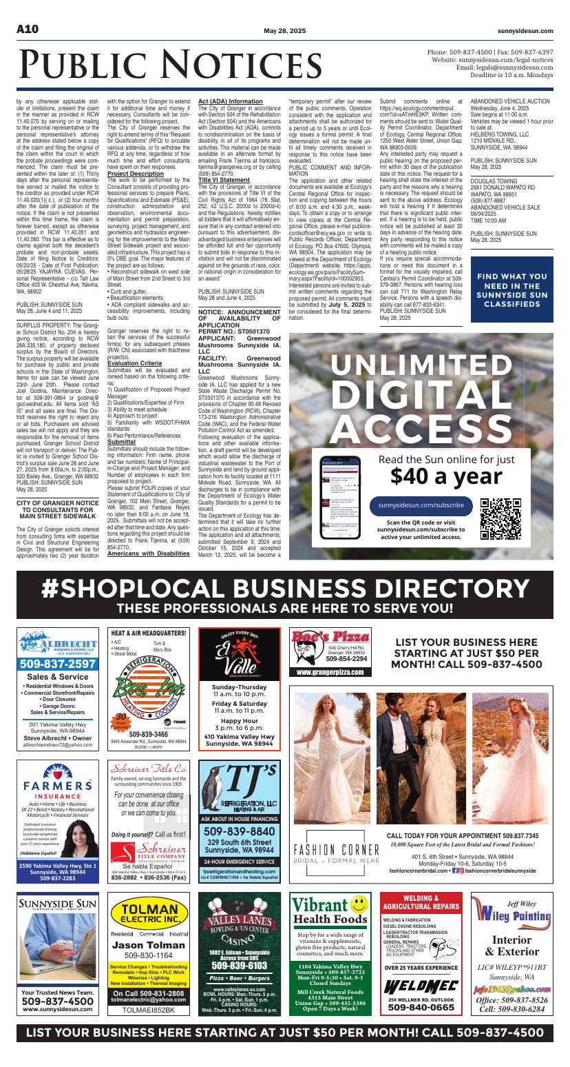 Page A10 | e-Edition | sunnysidesun.com
