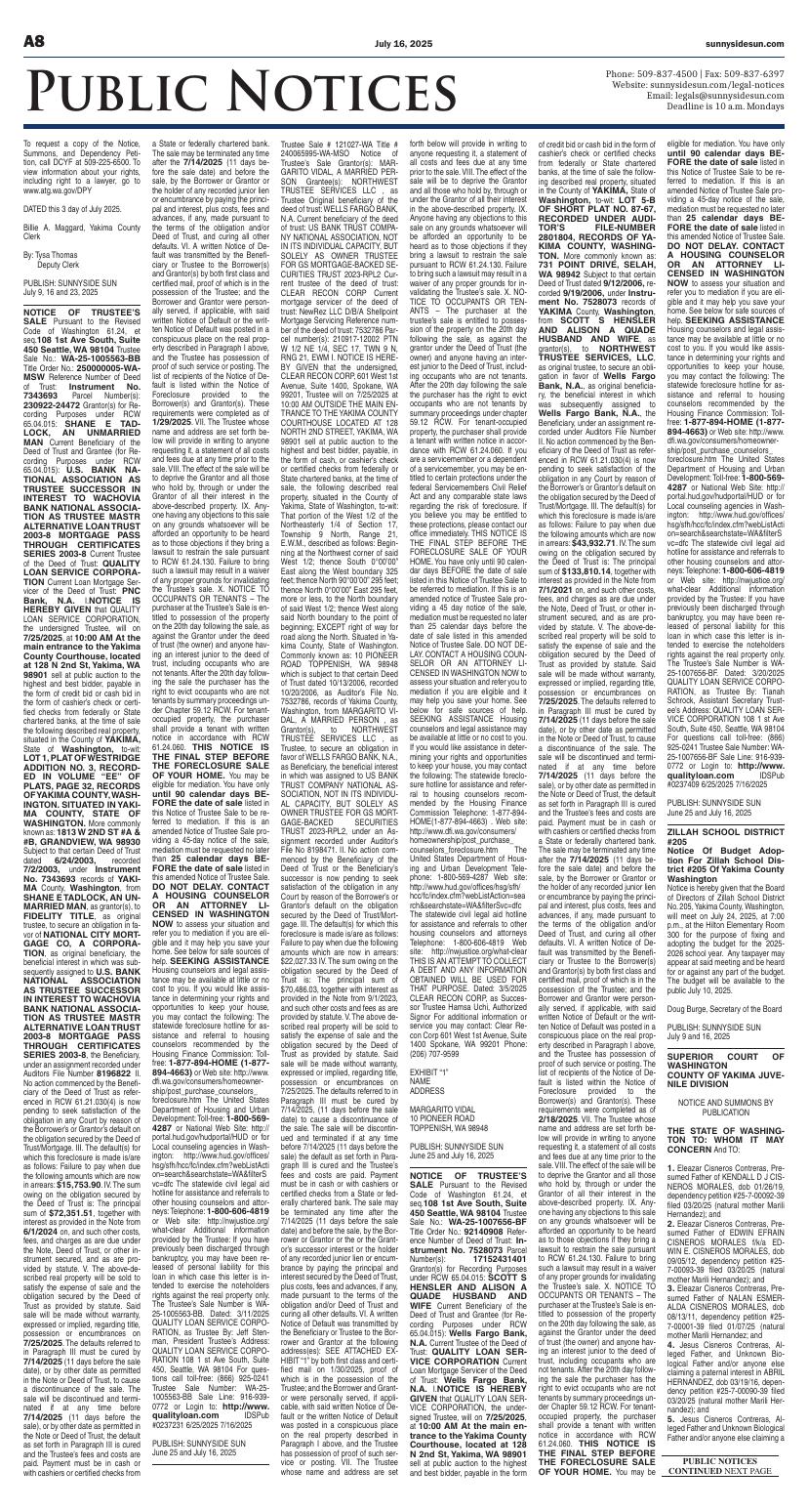 Page A08 | e-Edition | sunnysidesun.com